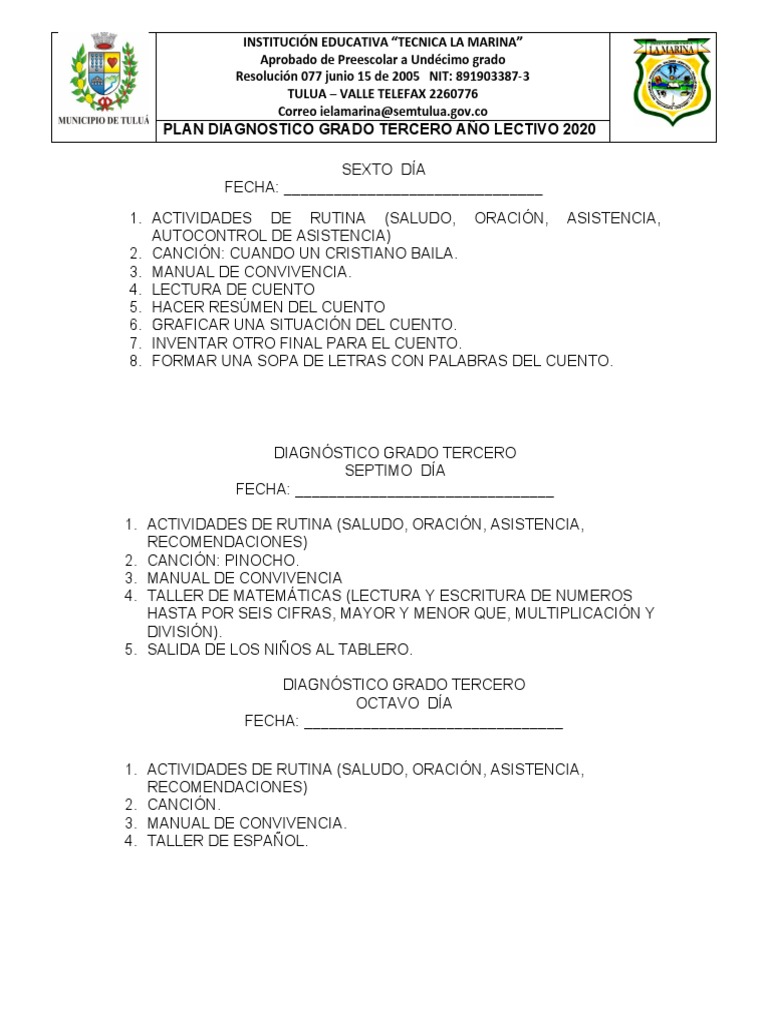 Continuación Diagnostico Tercero | PDF | División (Matemáticas ...