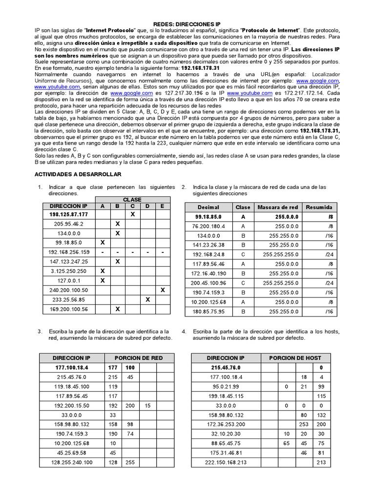 Taller Direcciones IP 2021-2 AndreinaPolo | PDF | Dirección IP | Protocolos de internet