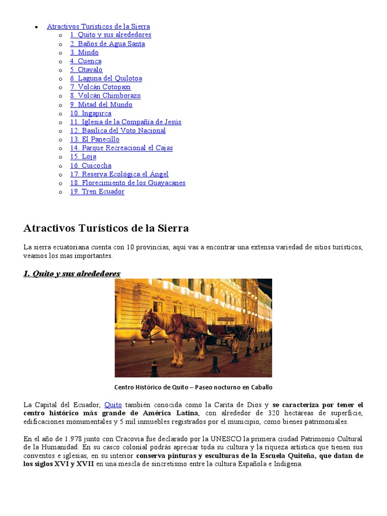 Atractivos Turísticos de La Sierra | PDF | Ecuador Atractivos Turísticos de La Sierra | PDF | Ecuador