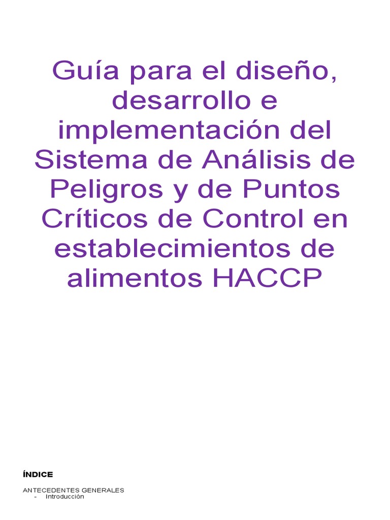 Guía HACCP: Diseño e Implementación | PDF | Análisis de Riesgo y Puntos Críticos de Control ...