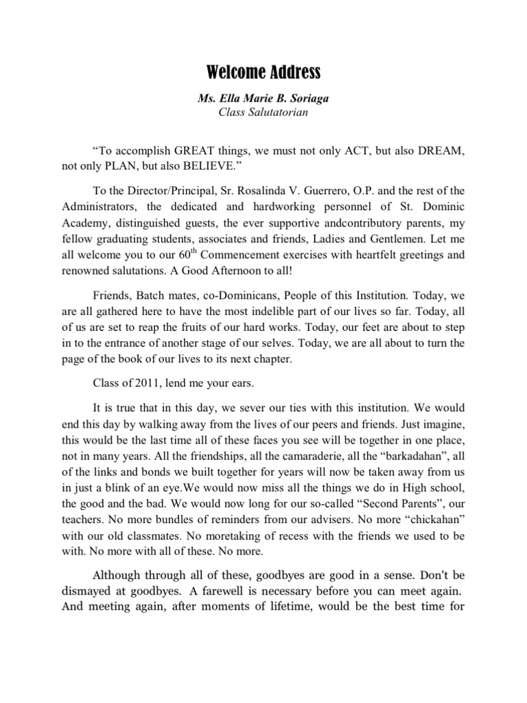 Welcome Address | PDF