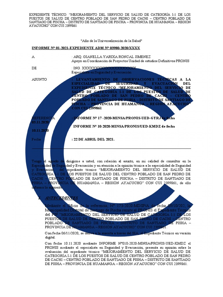 Informe #01 Seguridad y Evacuacion | PDF