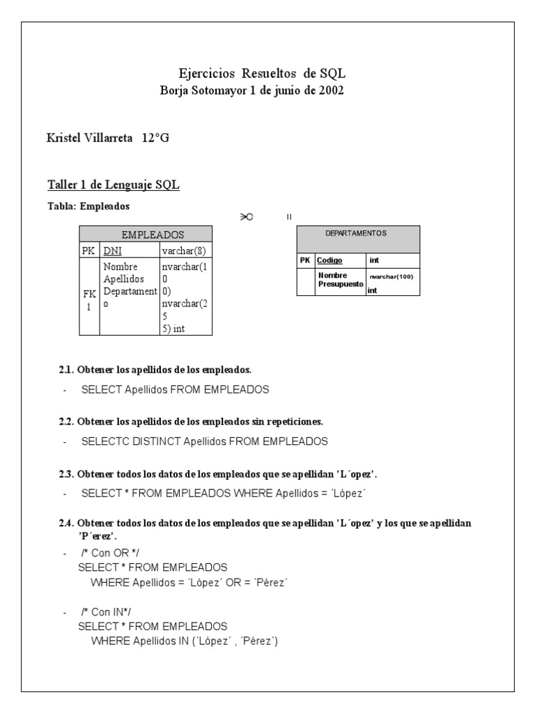 Taller | PDF | SQL | Bases de datos