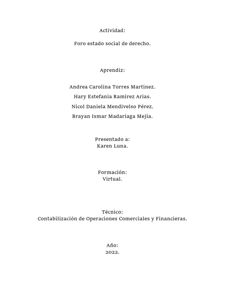 Foro Estado Social de Derecho | PDF | Estado (política) | Estado de ...