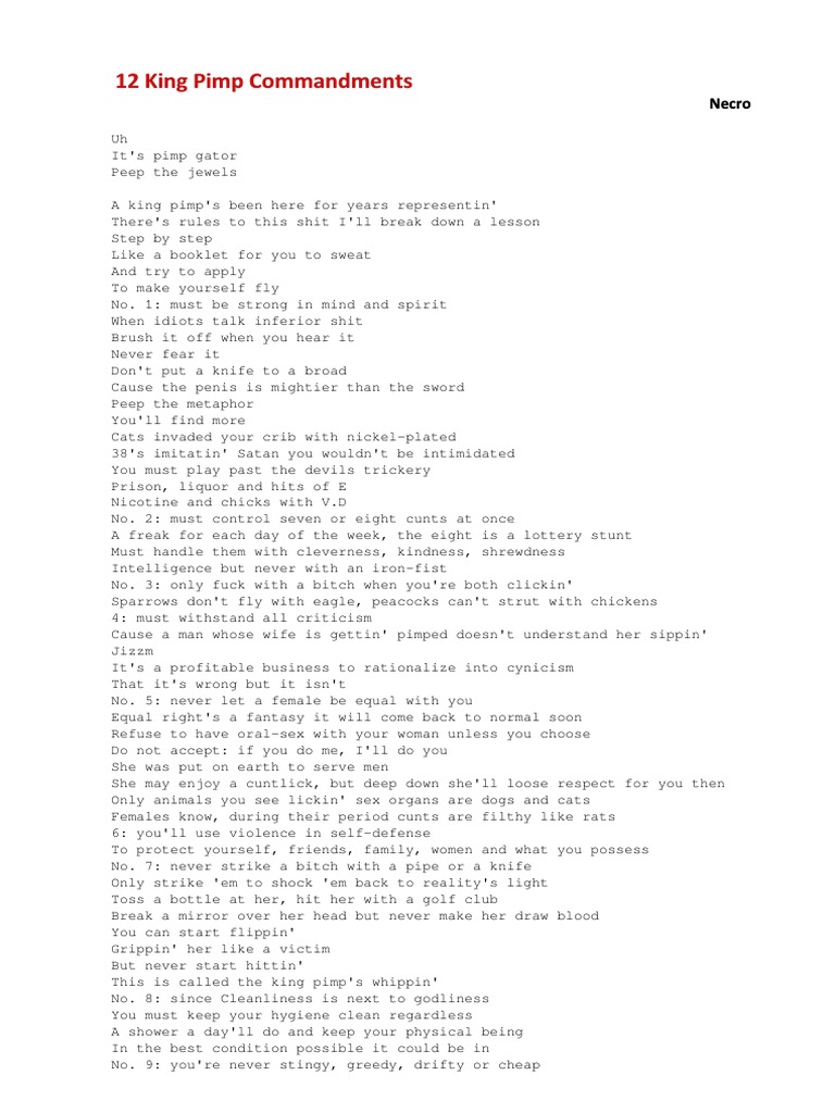 12 King Pimp Commandments | PDF