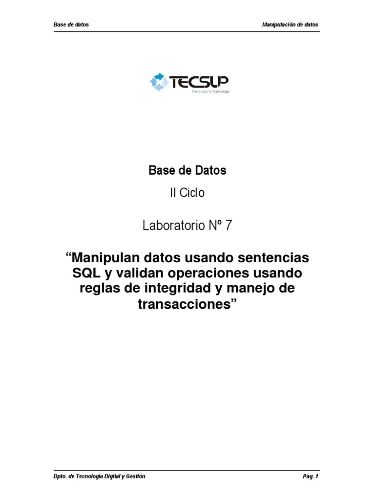 Laboratorio07 (Pedro Hernandez) | PDF | Bases de datos | SQL