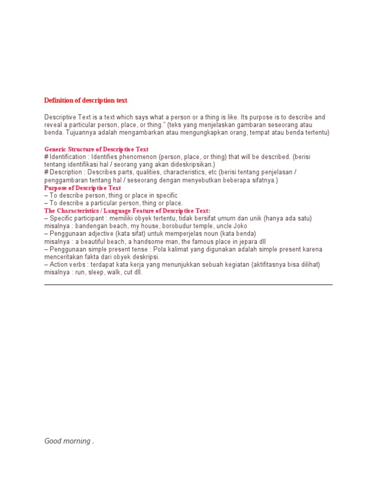 Definition of Description Text | PDF