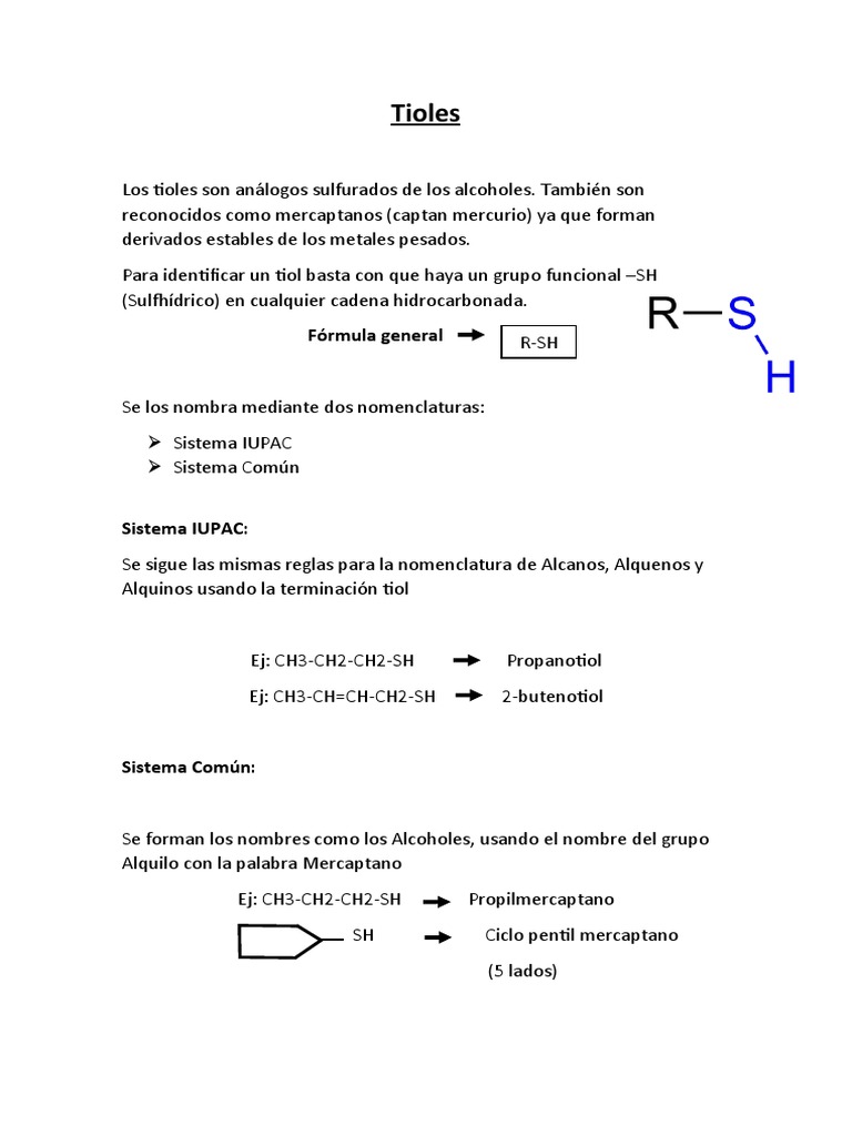 Propiedades y Nomenclatura de Tioles | PDF | Tiol | Ácido