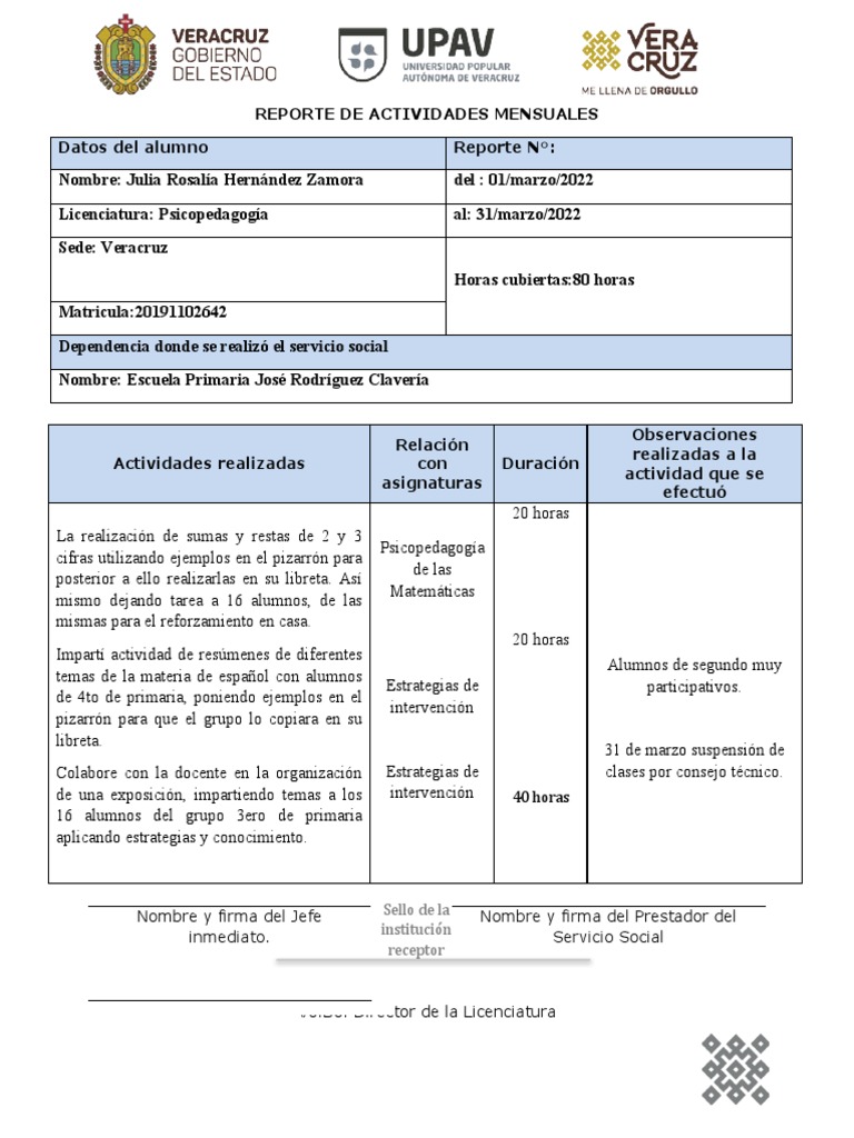 Formato SS-04 Reporte Mensual #1 | PDF
