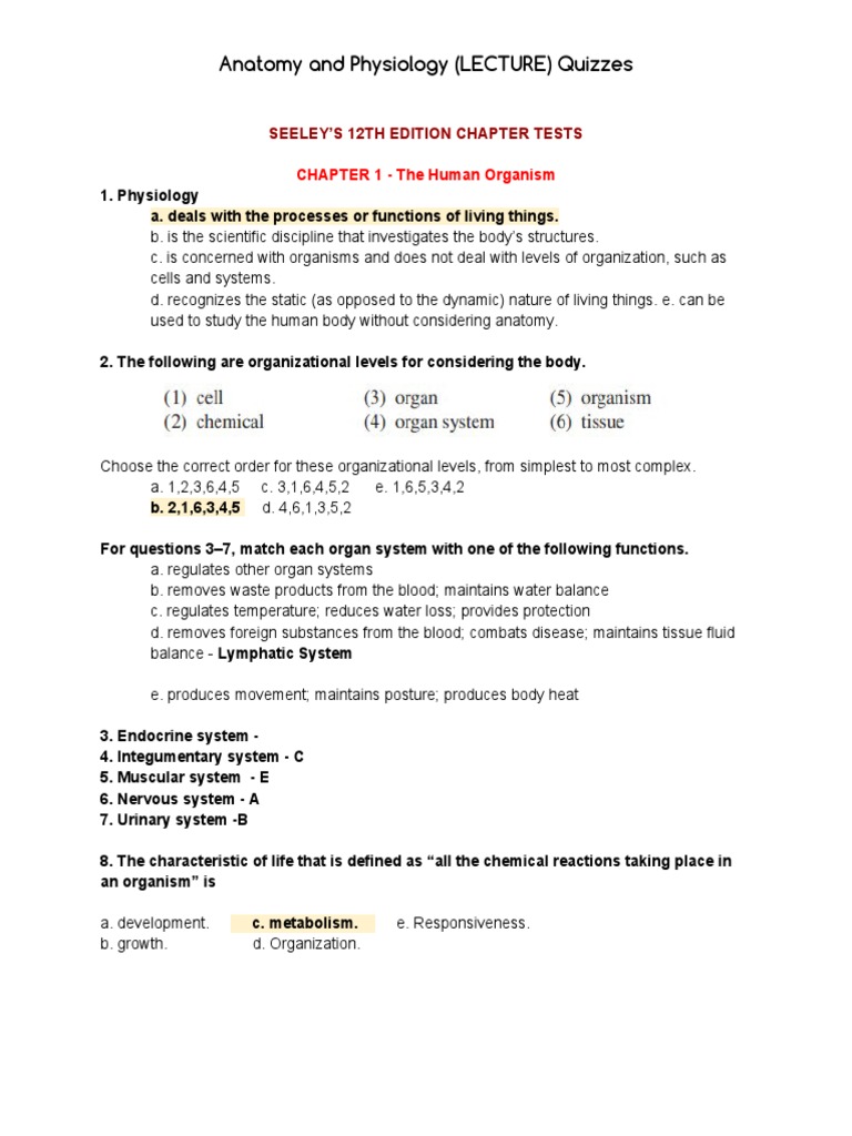 Anatomy And Physiology Lecture Quizzes Pdf Epithelium Cell Membrane 