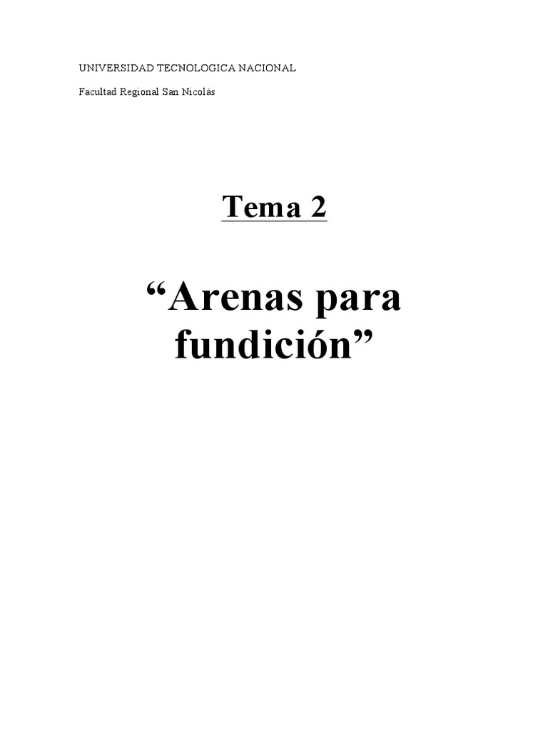 Arenas | PDF | Agua | Fundición (metalurgia)