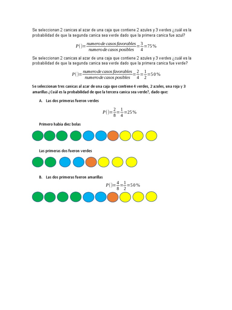 Probabilidades de canicas seleccionadas | PDF