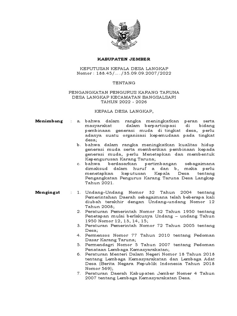 Contoh SK Karang Taruna | PDF