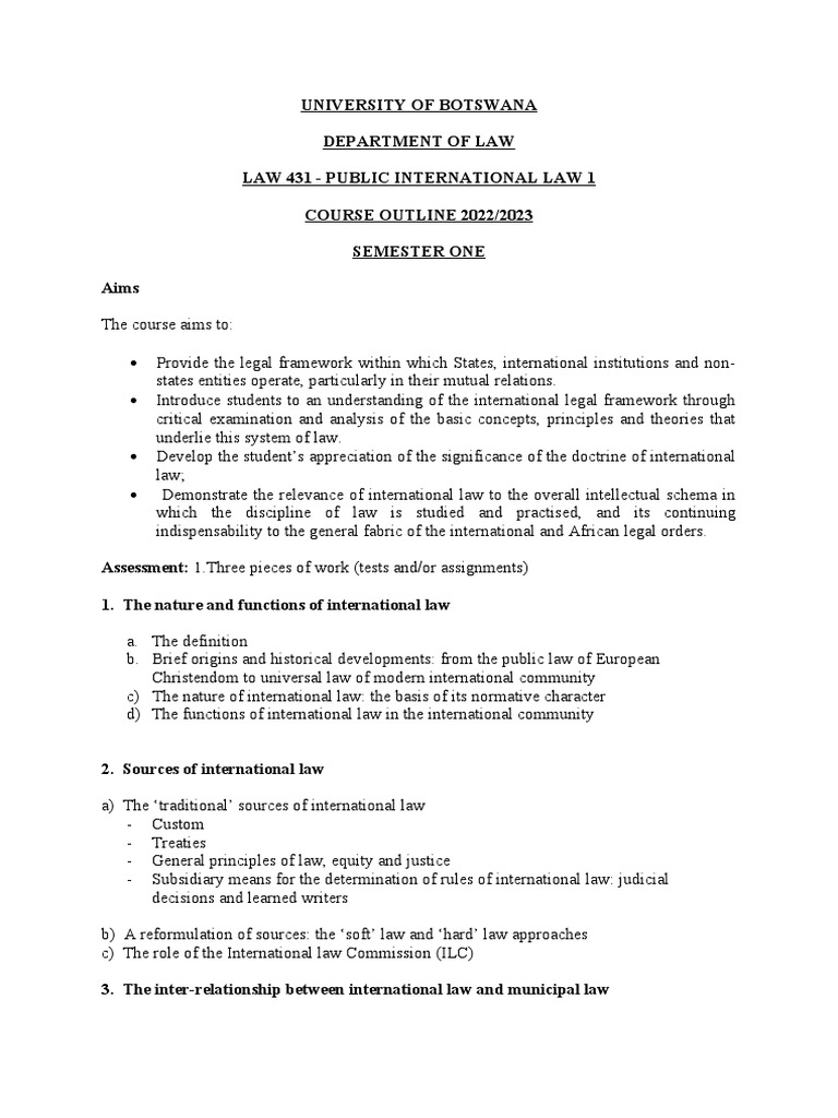 LAW 431: Public International Law Outline | PDF | International Law ...