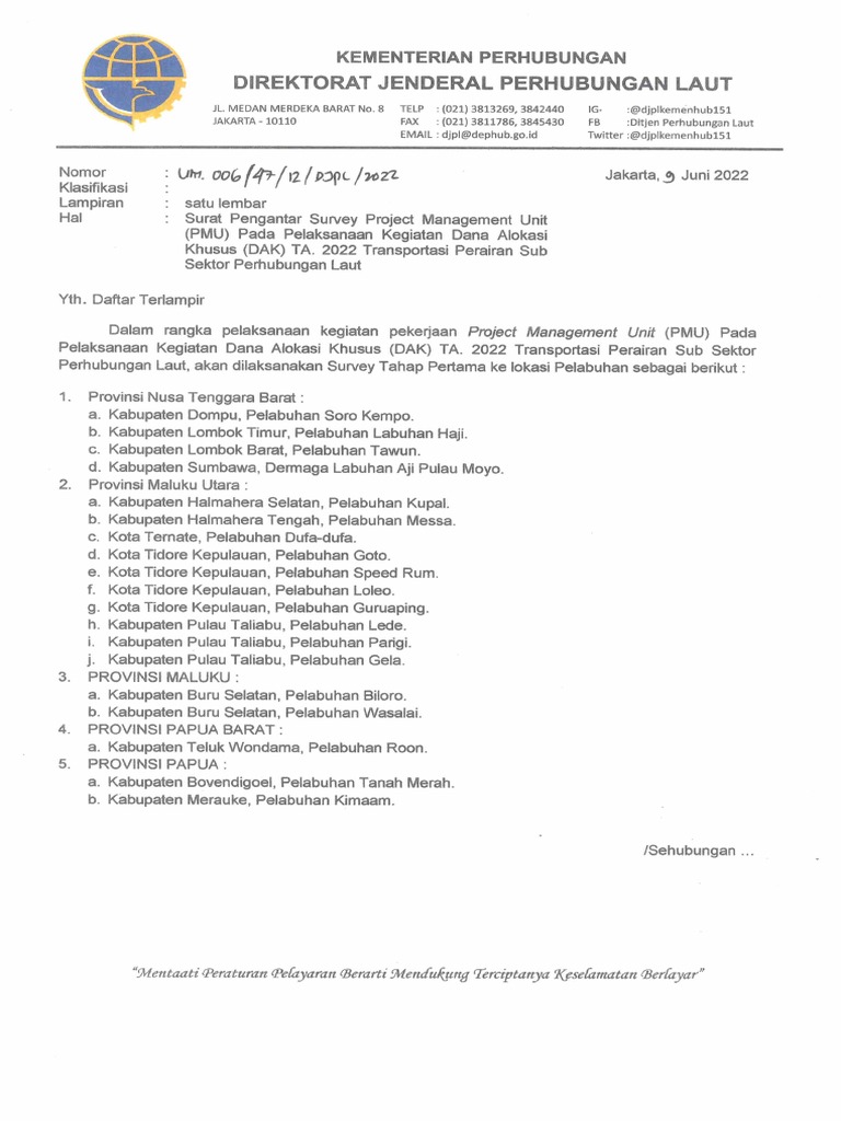 Surat Pengantar PMU-DAK1 | PDF