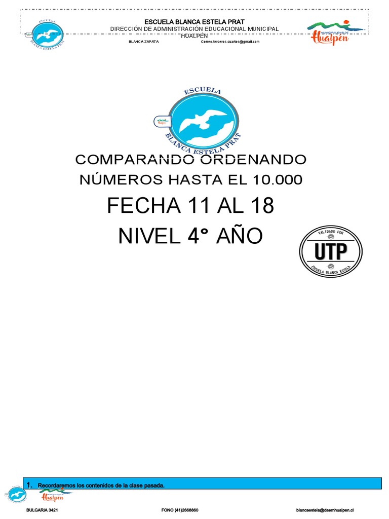 Comparar y Ordenar Numeros Hasta El 10000 | PDF