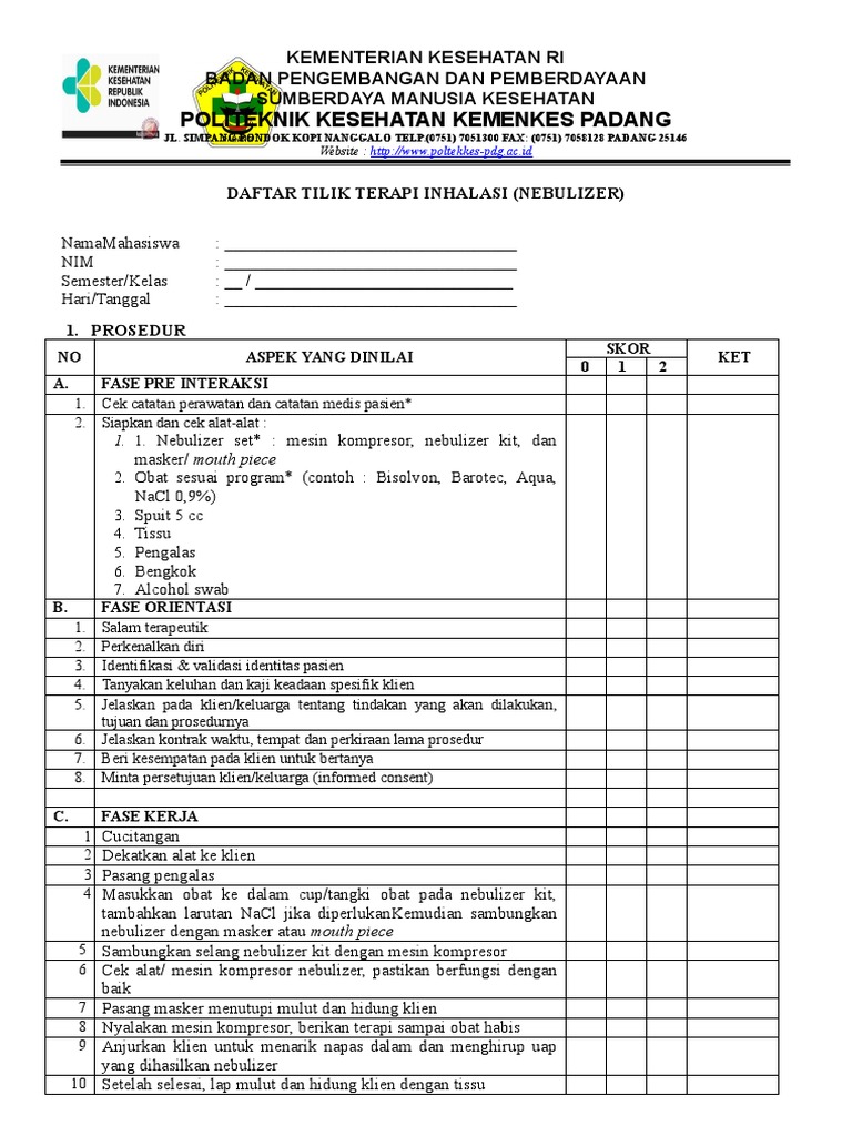 Daftar Tilik Terapi Inhalasi | PDF