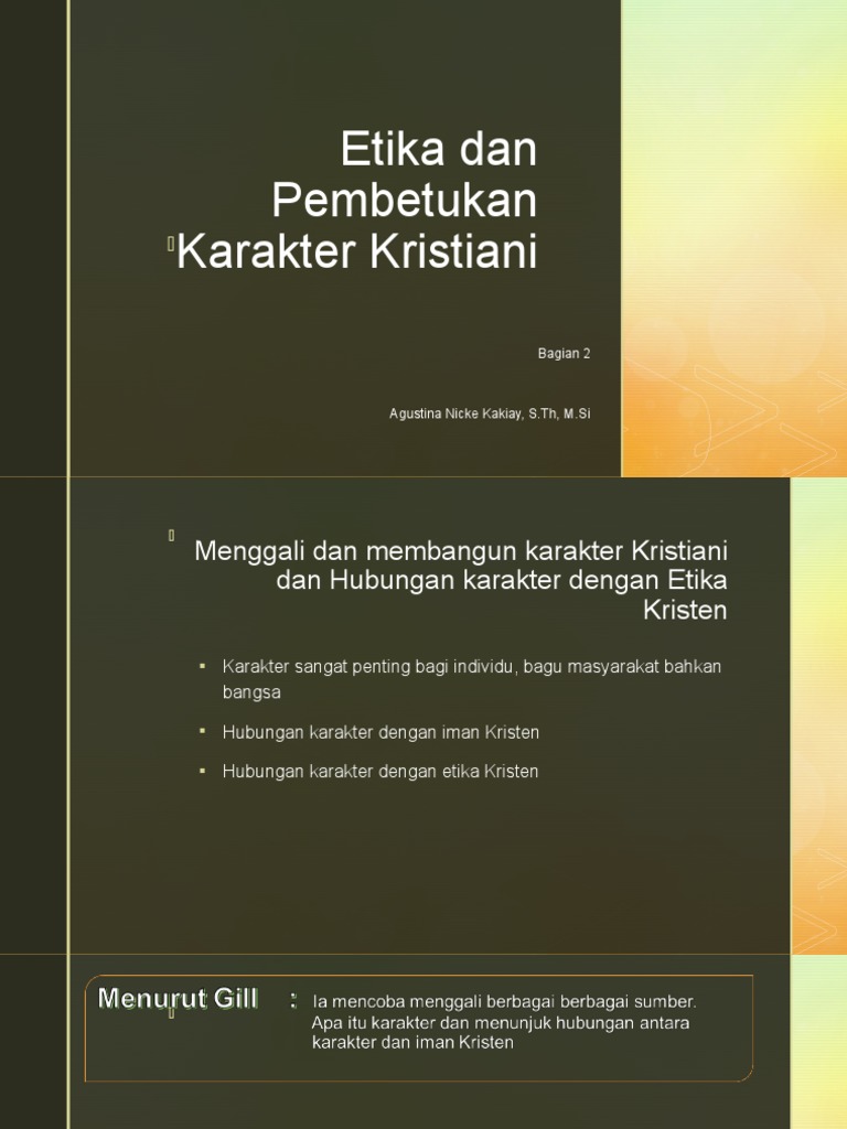 Etika Dan Pembetukan Karakter Kristiani | PDF | Filsafat | Pengembangan ...