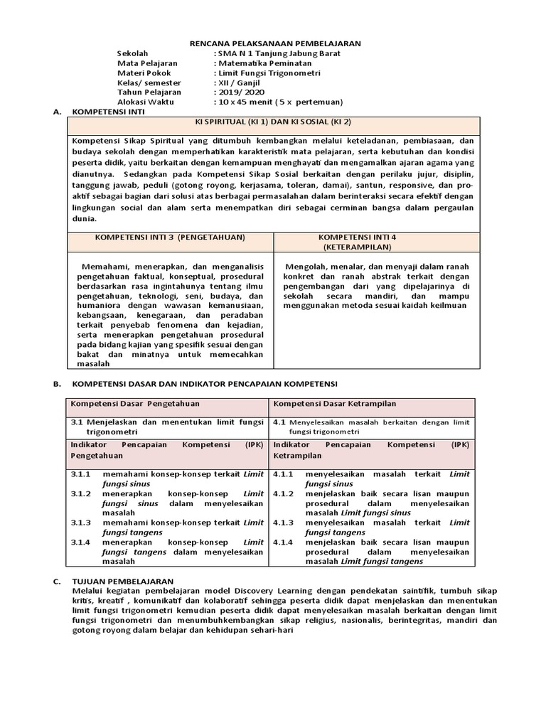RPP Limit | PDF | Sains & Matematika