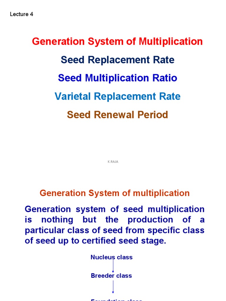 4 Classes of Seed SMR SRR | PDF | Seed | Legume