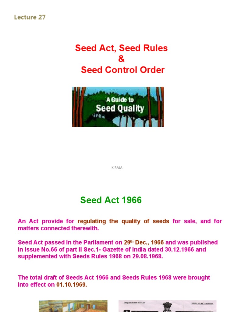 Overview of the Seed Act 1966 | PDF | License | Certification