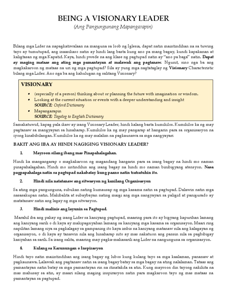 Being A Visionary Leader | PDF