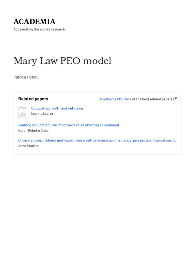 Mary - Law - PEO - Model With Cover Page v2 | PDF | Occupational ...