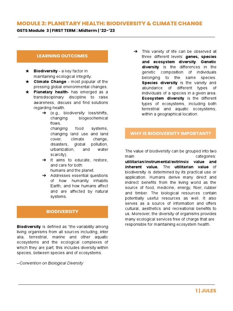 S&T Module 3 | PDF | Climate Change | Biodiversity