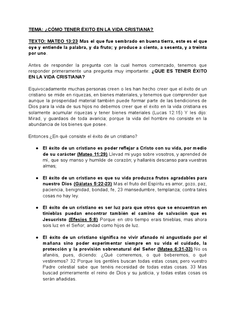 ¿Como Tener Exito en La Vida Cristiana | PDF | eucaristía | Cristo (título)