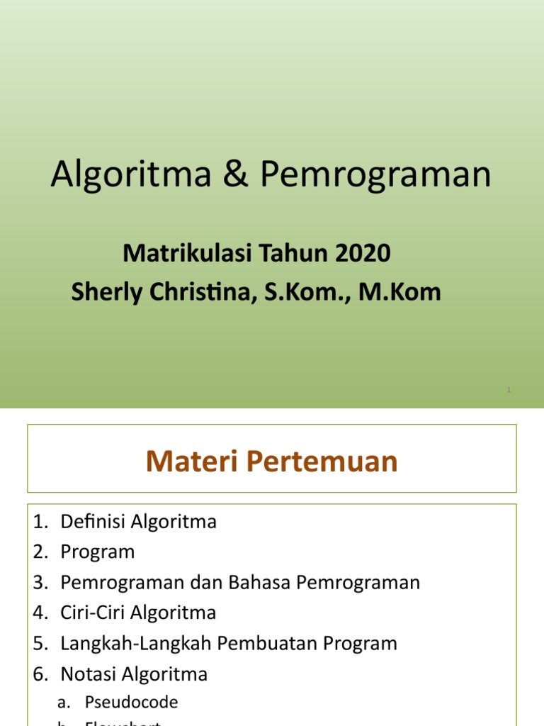 Alpro - (Matrikulasi Algoritma & Pemrograman) | PDF