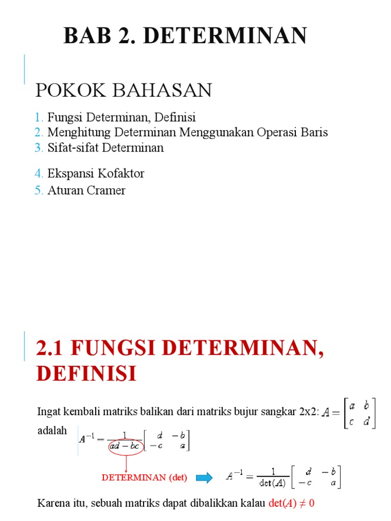 02 Bahan Ajar Matematika 1 Bab 2 DETERMINAN | PDF