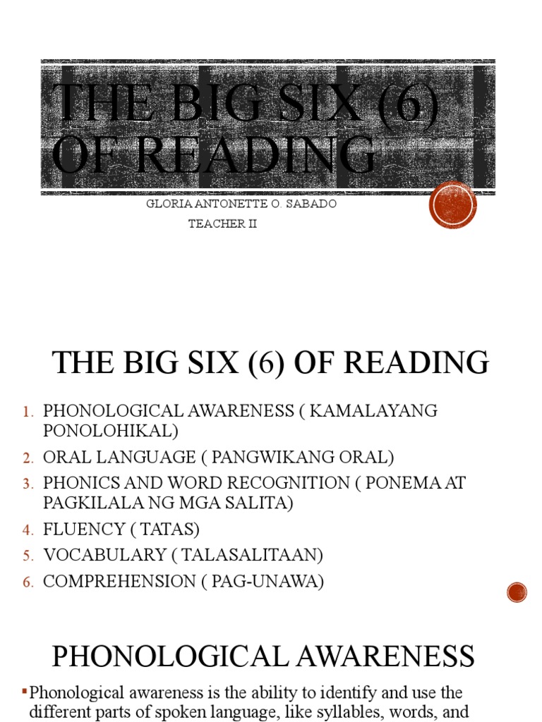 Understanding the Big Six of Reading | PDF | Syllable | Phonics