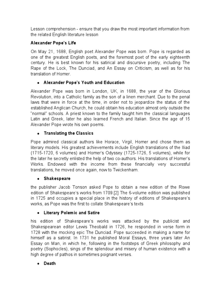 Alexander Pope | PDF | Alexander Pope | Poetry