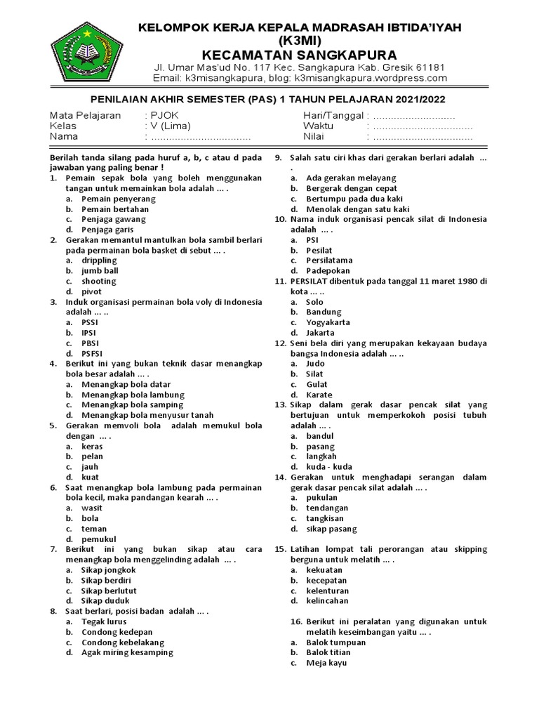 Master Soal Pjok Kelas 5 | PDF