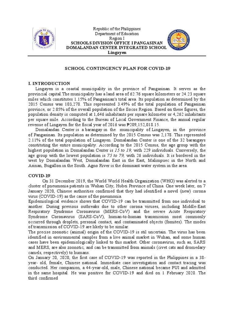 COVID-19 Contingency Plan for Schools | PDF