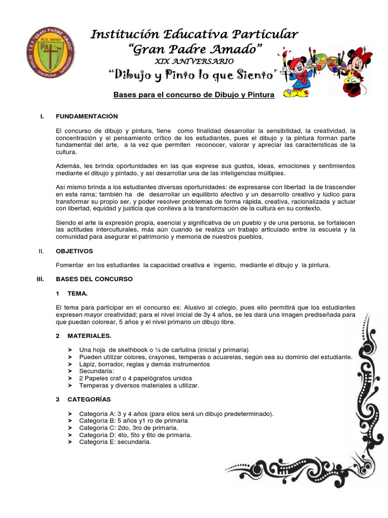 Bases para Concurso de Dibujo o Pintura | Descargar gratis PDF ... Bases para Concurso de Dibujo o Pintura | Descargar gratis PDF ...