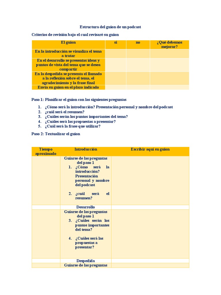 Plantilla Del Guion de Un Podcast | PDF