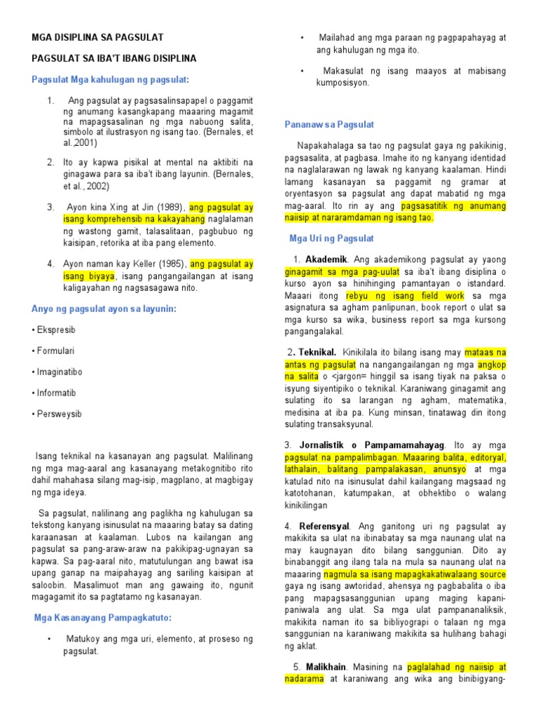 Disiplina Sa Pagsulat | PDF