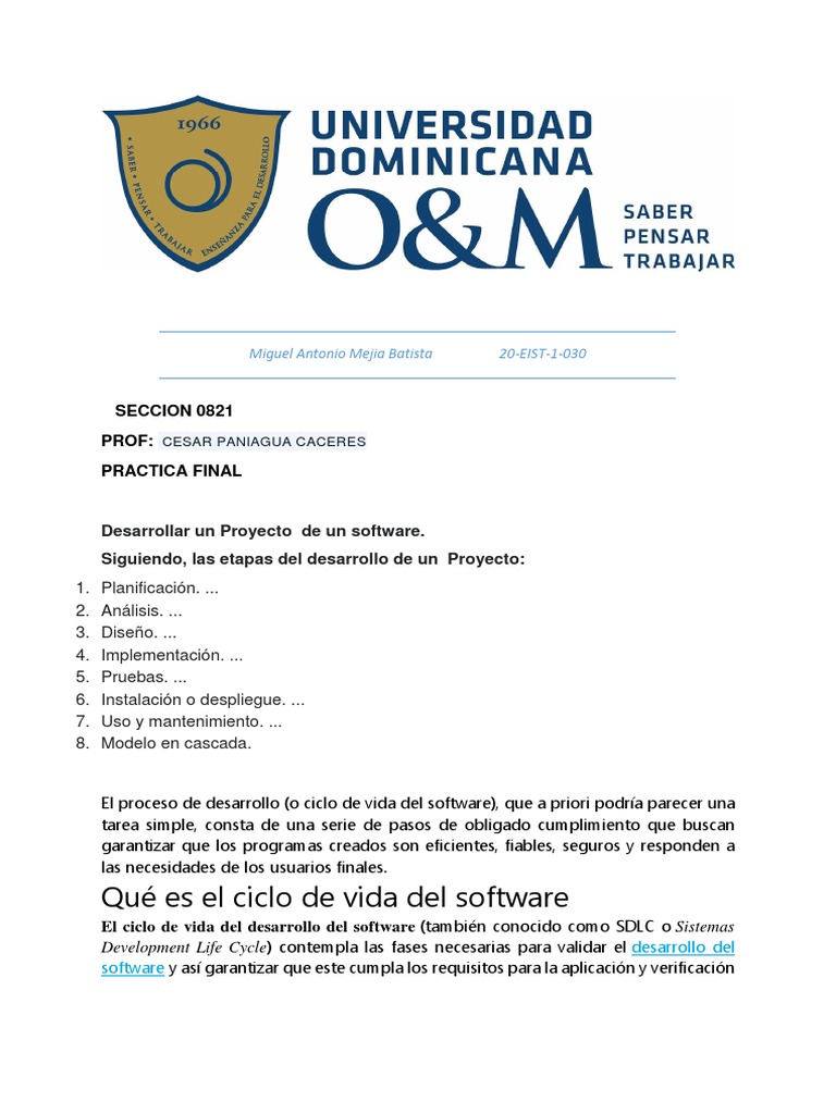 Practica Final Desarrollo de Un Proyecto Miguel Antonio Mejia 20-Eist-1-030 Seccion 0821 | PDF ...