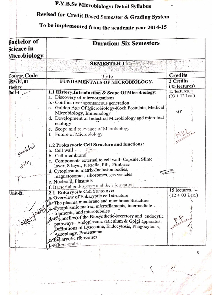 F.Y.B.Sc Microbiology Syllabus | PDF