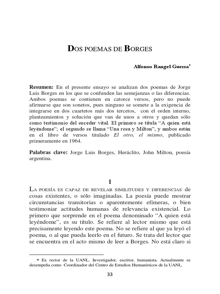 Borges: Poesía y Destino Humano | PDF | John Milton | Poesía