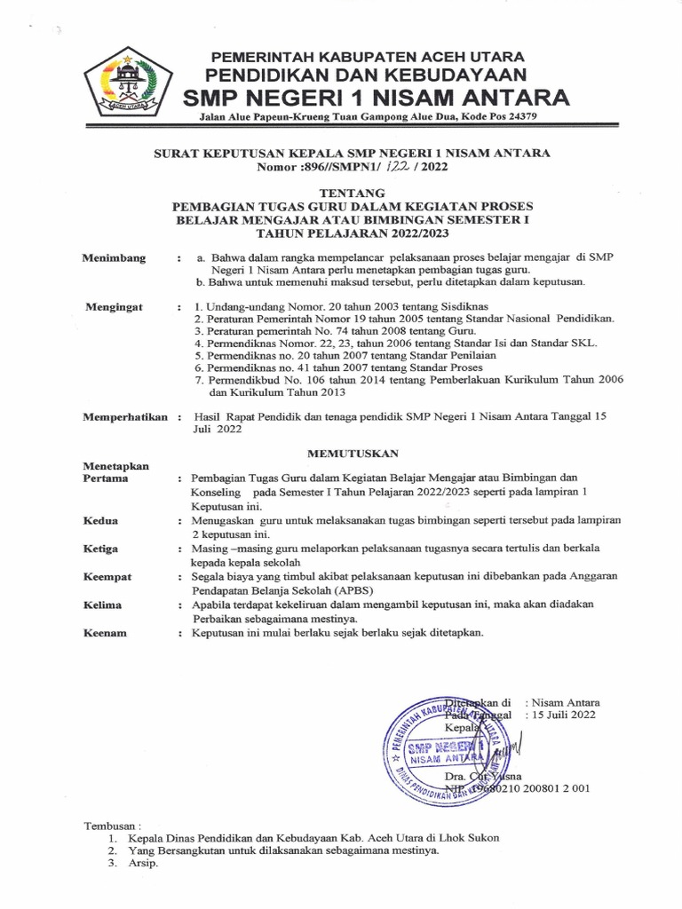 SK Kepala Sekolah | PDF