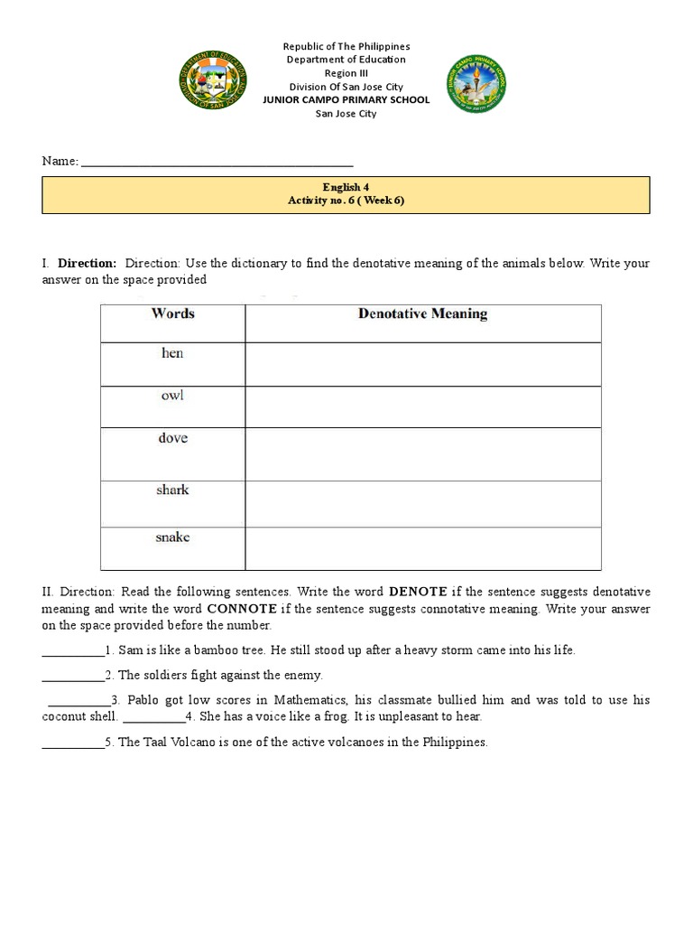 Grade 4 - Activity Week 1 | PDF