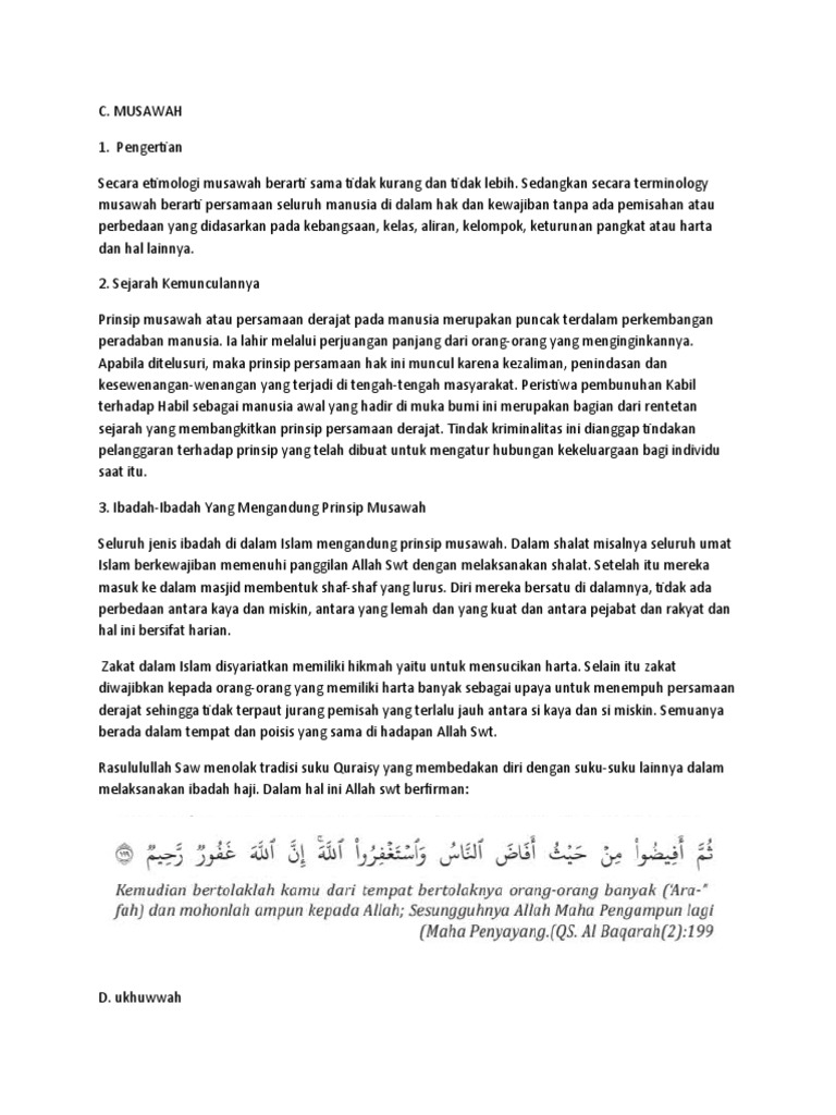 Materi Ukhuwwah Dan Musawah | PDF | Sejarah | Agama & Spiritualitas