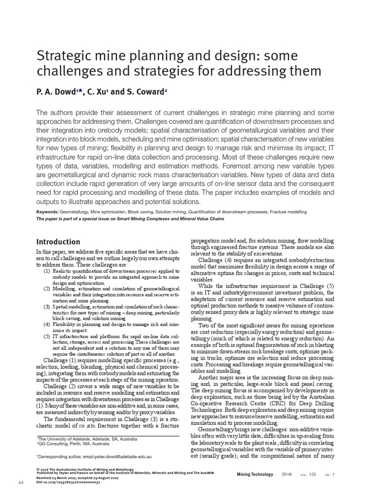 Strategic Mine Planning and Design | PDF