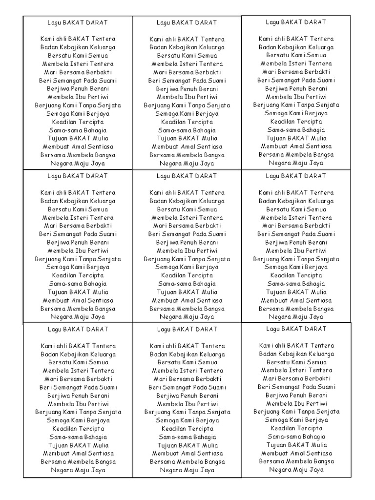 Lagu Bakat Tentera Darat Malaysia | PDF