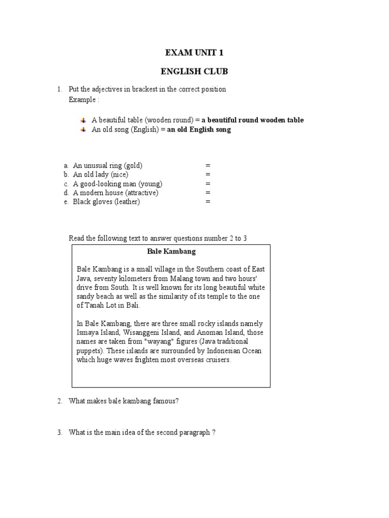 Exam English Language | PDF