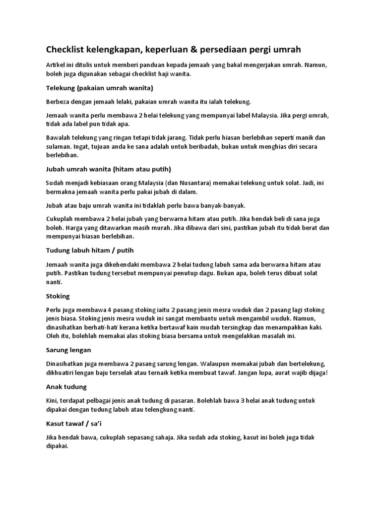 Checklist Kelengkapan | PDF
