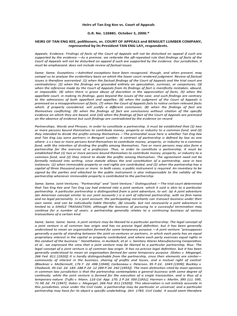 Heirs of Tang Eng Kee V Court of Appeals, 341 SCRA 740 | PDF ...