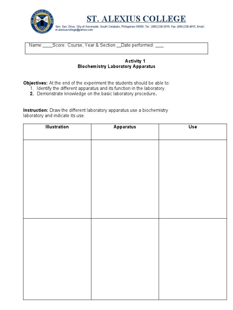 Activity 1 Laboratory Apparatus | PDF